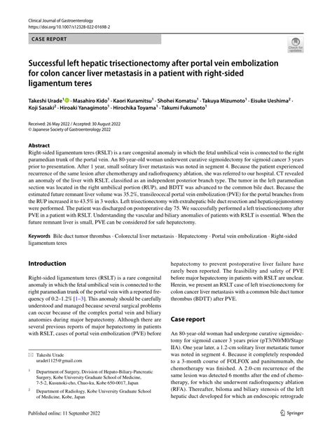 Pdf Successful Left Hepatic Trisectionectomy After Portal Vein