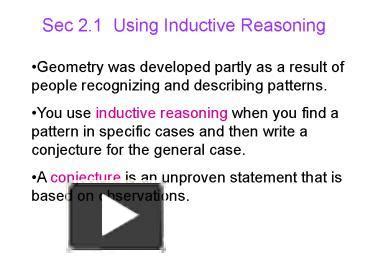 PPT Sec Using Inductive Reasoning PowerPoint Presentation Free To View Id Ca ZDc Z