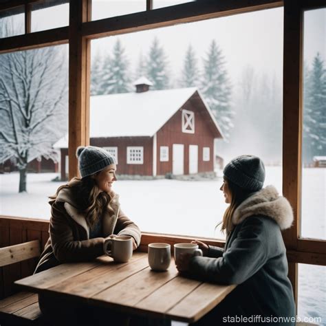 Cozy Winter Cafe Scene Stable Diffusion Online