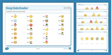 😊 Simple Emoji Crack The Code Worksheets Teacher Made