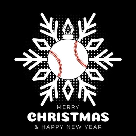 Premium Vector Baseball Christmas Greeting Card Merry Christmas And