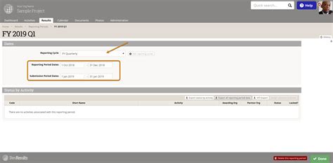 Define A Reporting Period Devresults Knowledge Base