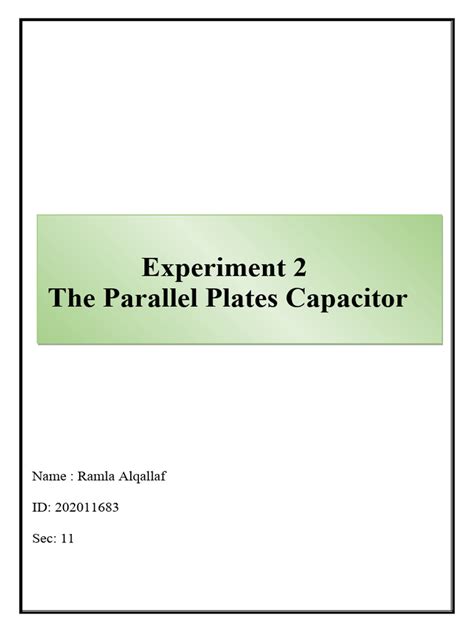 Exp2 Parallel Plate 102 Pdf Voltage Observational Error