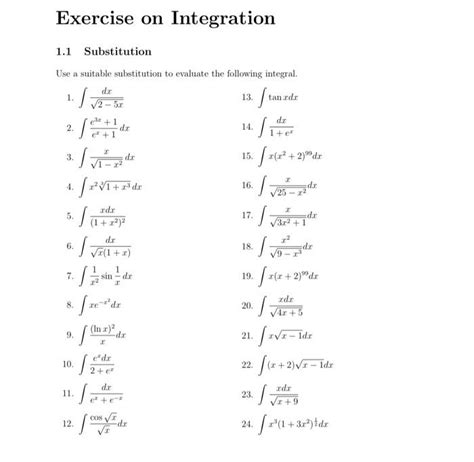 Solved Exercise On Integration 11 Substitution Use A