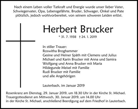 Traueranzeigen Von Herbert Brucker Schwarzwälder Bote Trauer
