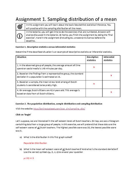 Psy Da1 Assignment 1 Understanding Sampling Distribution Concepts