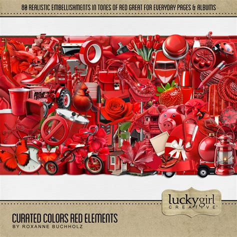 Curated Colors Red Elements Digital Art