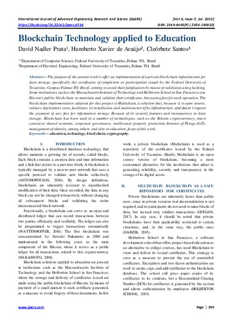 Pdf Blockchain Technology Applied To Education