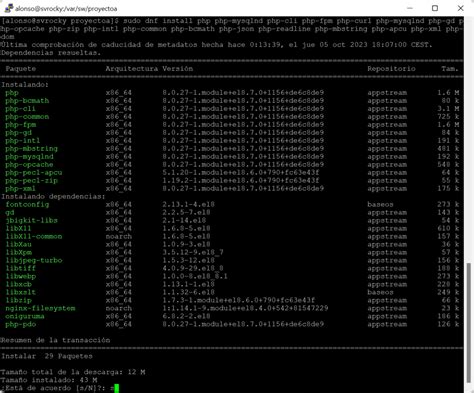 Instalar PHP en Rocky Linux y módulos para acceso a MySQL y otros servicios Proyecto A