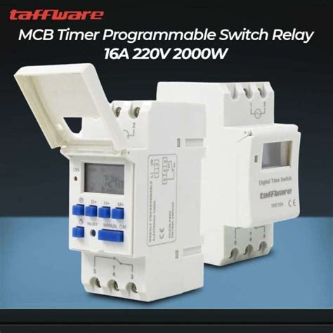 Promo Taffware Mcb Digital Timer Programmable Switch Relay 16a 220v Thc15a Lorena Diskon 50