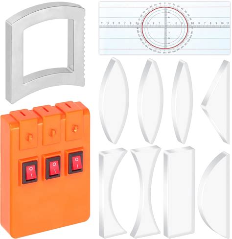 Mardatt 11pcs Physics Optical Experiment Set Reflector Refraction Triangular Prism Convex Lens