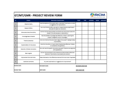 Gt Mt Gmr Project Review Form Pdf Cognition