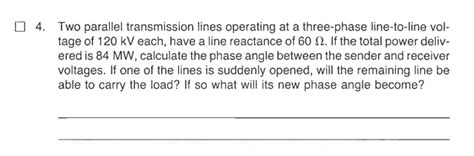 Solved Two Parallel Transmission Lines Operating At A Chegg Com