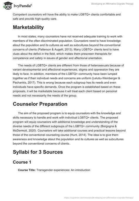 Developing An Affirmative Cognate Therapy 4790 Words Coursework Example