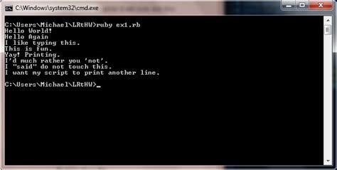 Testhead Exercise 1 A Good First Program Learn Ruby The Hard Way
