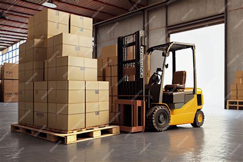 premium photo forklift loading boxes generative ai generative ai