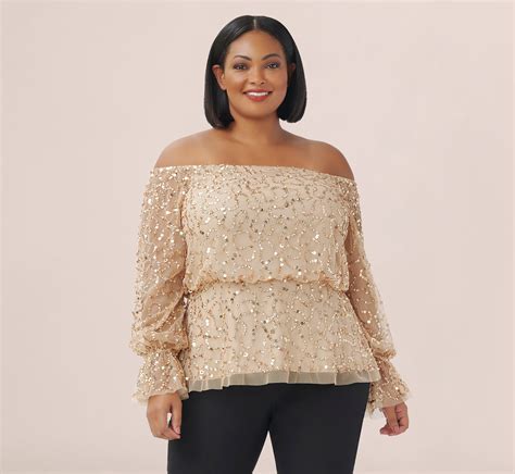 Plus Size Beaded Tops For Evening Wear Discount