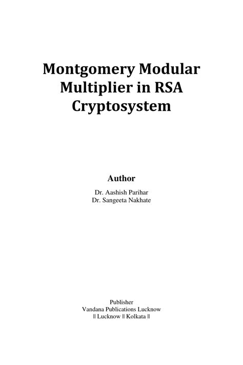 Pdf Montgomery Modular Multiplier In Rsa Cryptosystem