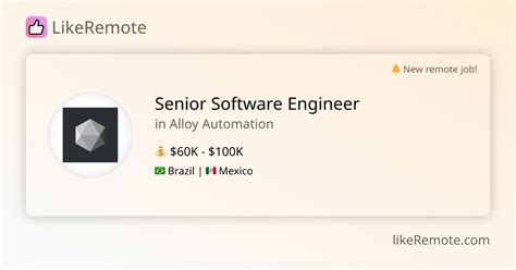 📩 Senior Software Engineer At 🏢 Alloy Automation Salary 💰60k 100k 📍remote Job In 🇧🇷
