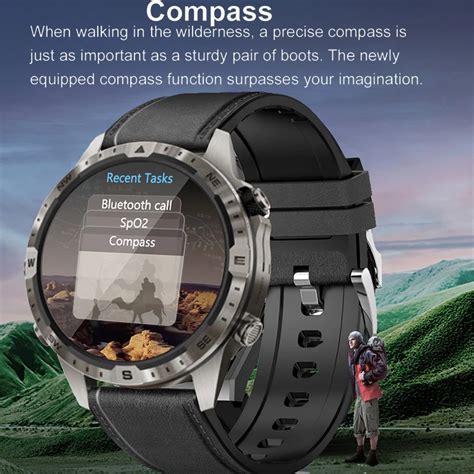Outdoors Compass Smart Watch Men Gps Tracker 5keys 16 Inch Amoled 360