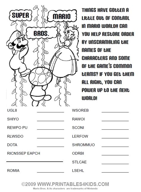 Mario Math Worksheets