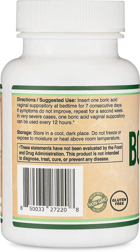 Boric Acid Suppositories 600mg Vaginal Suppository 60 Count Wellness Pro
