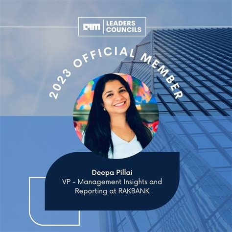 Aim Leaders Council On Linkedin We Are Pleased To Announce That Deepa Pillai From Rakbank Has
