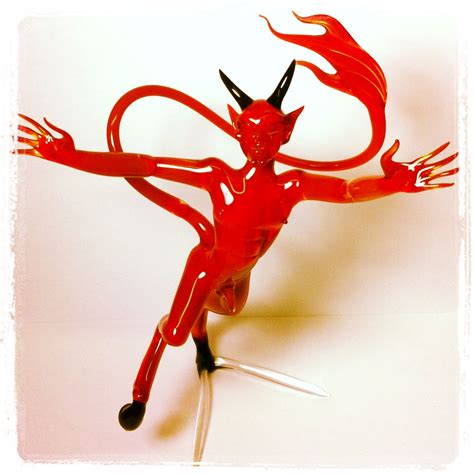 Small Red Handmade Flamework Glass Devil Sculpture By Wgk Glass Art One Of A Kind Devil
