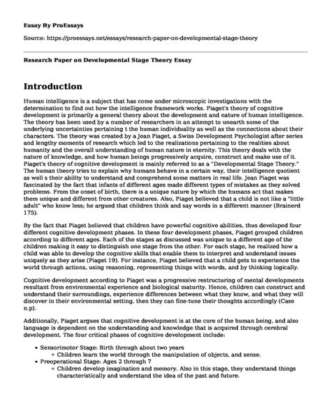 📗 Research Paper On Developmental Stage Theory Free Essay Term Paper