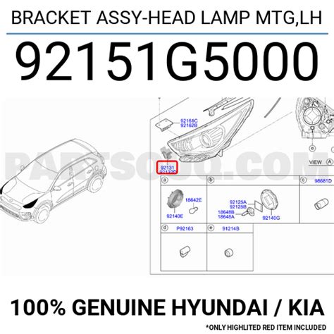 BRACKET ASSY-HEAD LAMP MTG,LH 92151G5000 | Hyundai / KIA Parts | PartSouq