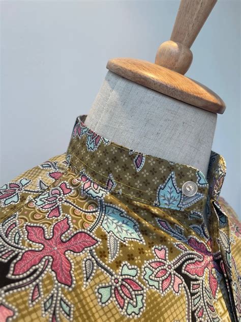 Batik Green Base Greenpinkblue Baju Langkawi