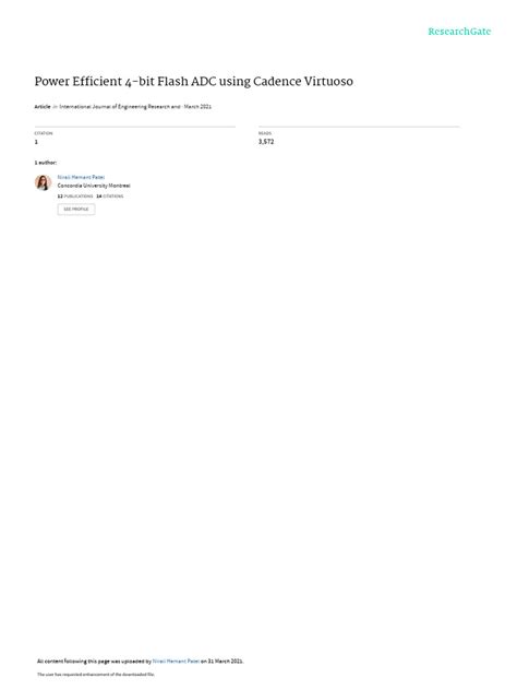 Power Efficient 4 Bit Flash Adc Using Cadence Virtuoso Ijertv10is030188
