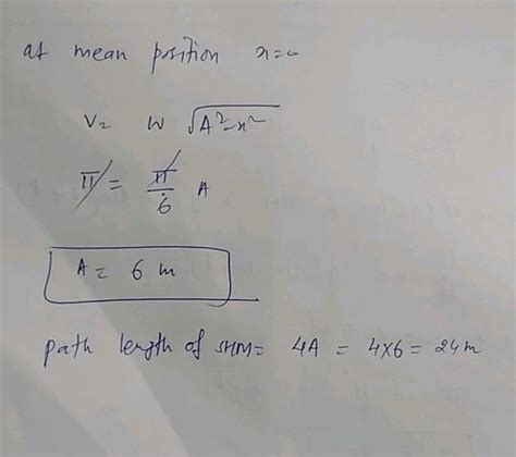 A Particle Is Performing A Linear S H M Of Period S If The Velocity Of The Particle Is A M