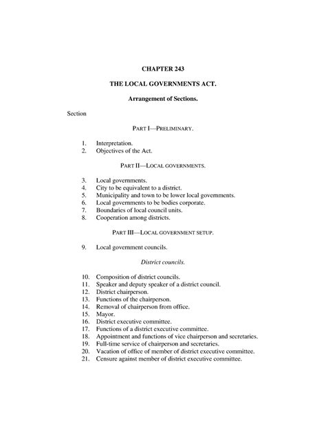 Local Goverments Act Chapter 243 The Local Governments Act