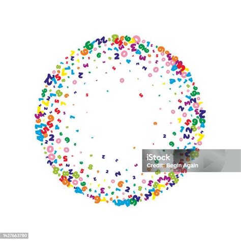 생생한 숫자가 떨어집니다 비행 숫자가있는 수학 학습 개념 흰색 배경에 학교 수학 배너로 클래식하게 돌아갑니다 떨어지는 숫자 벡터