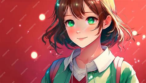 Anime Illustration Of An Cute Girl Inspired By Japanese Premium Ai