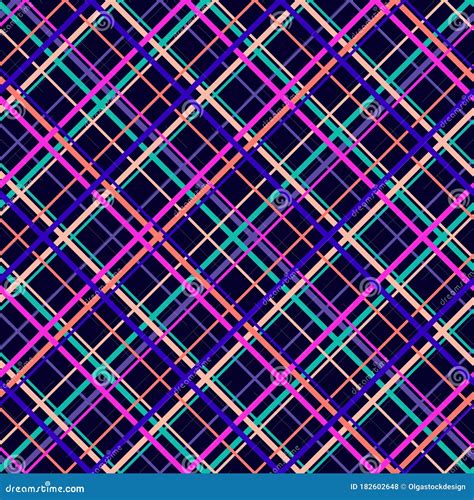 Vector Seamless Pattern With Diagonal Cross Lines Stripes Square Grid