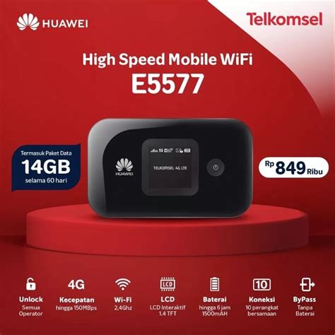 Jual MODEM HUAWEI E5577 BYPASS TELKOMSEL 14GB 2 BULAN MIFI ROUTER UNLOCK Shopee Indonesia