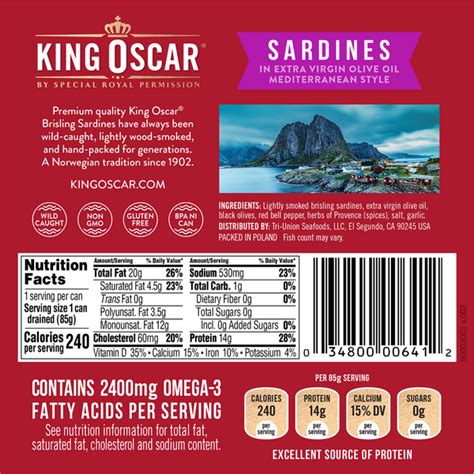 King Oscar Sardines Mediterranean Style Wild Caught Same Day Delivery