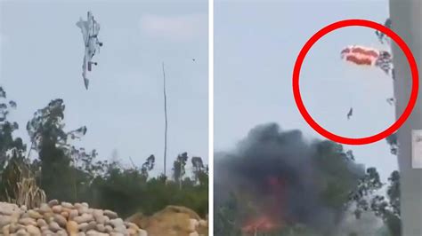 Pilot Ejects Safely Before Fighter Jet Crashes During Training Exercise