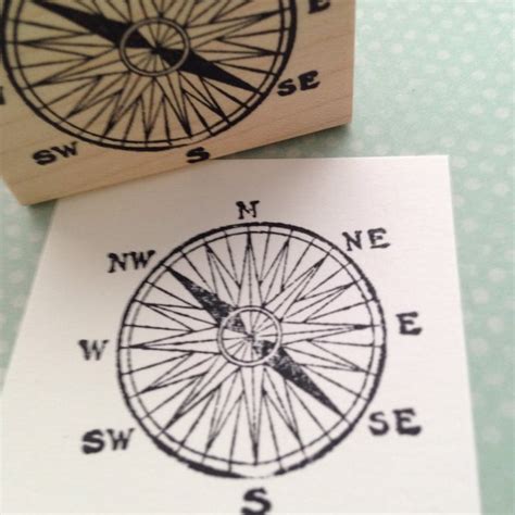 Basic Compass Rubber Stamp 1390 Etsy