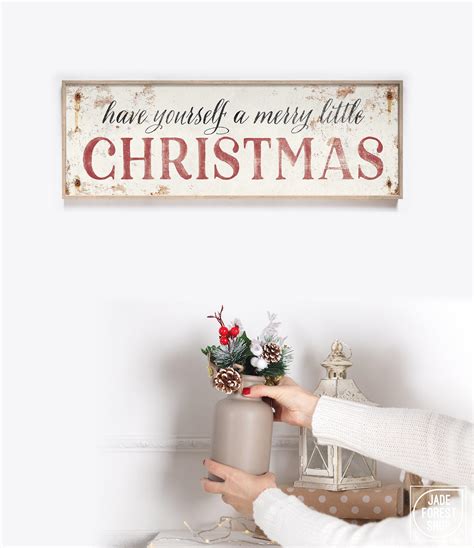 Christmas Wall Sign Vintage Look With Antique Screws Canvas Or Paper