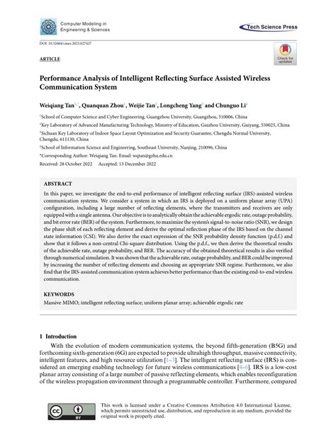 Pdf Performance Analysis Of Intelligent Reflecting Surface Assisted