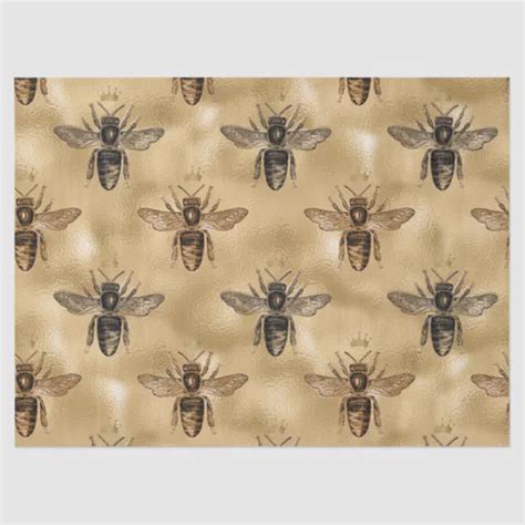 Black Queen Bees On Gold Decoupage Tissue Paper Zazzle