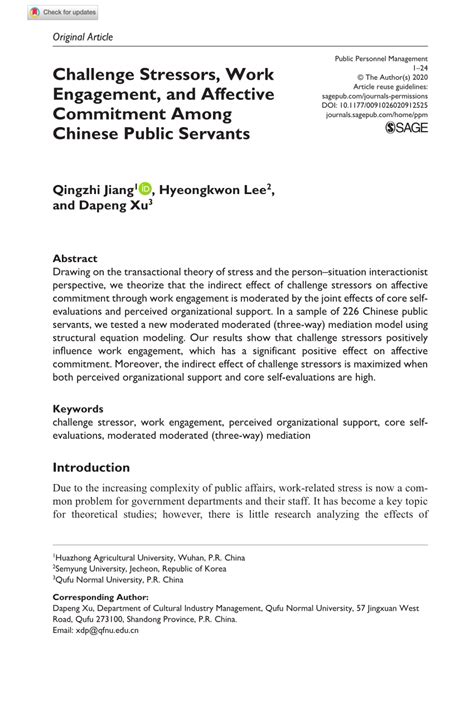 Pdf Challenge Stressors Work Engagement And Affective Commitment