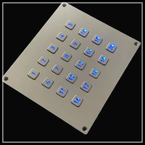 black panel backlit numeric keypad stainless steel metal translucent