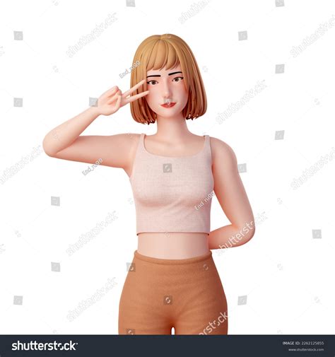 3d Illustration Cute Sassy Portrait Young Stock Illustration 2262125855 Shutterstock