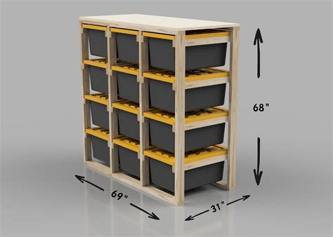 Storage Rack Plans 12 Unit 27 Gallon Tote Storage System Diy Pdf Plans