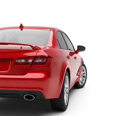 Red Car Rear View Isolated On A White Stock Illustration