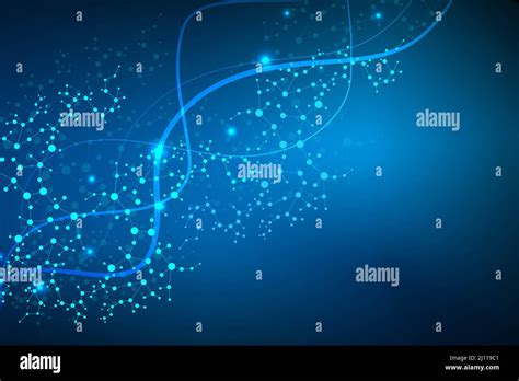 Science Network Pattern Connecting Lines And Dots Technology Hexagons Structure Or Molecular